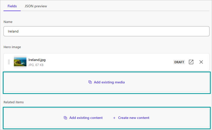 Improved design for reference and media fields | Content Hub ONE Changelog | Sitecore Developer ...