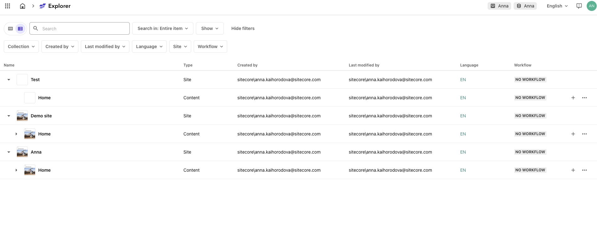 XM Cloud Explorer lets you search for content items in a new table view | XM Cloud Changelog ...
