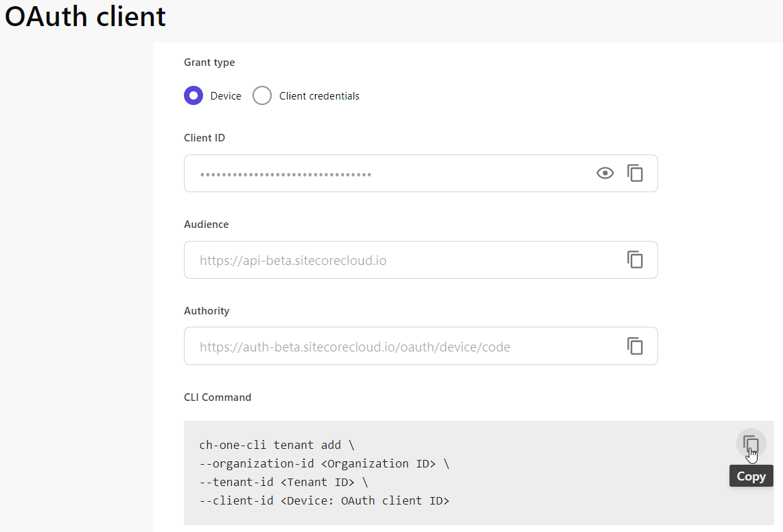 CLI-friendly copy option for OAuth information | Content Hub ONE Changelog | Sitecore Developer ...